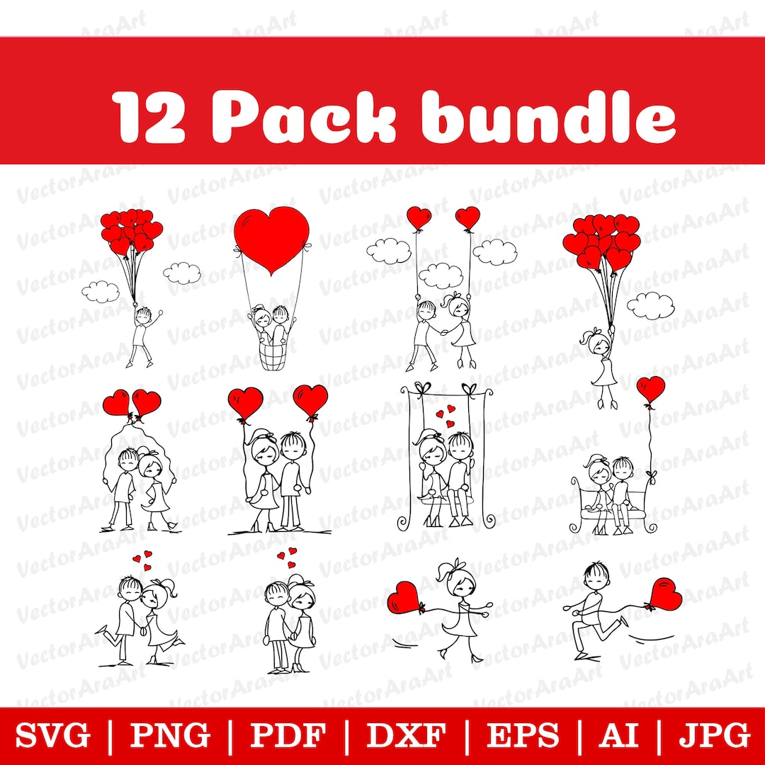 Love Stick Figure Clipart SVG Bundle: Cricut Ready (digital Files) - Etsy