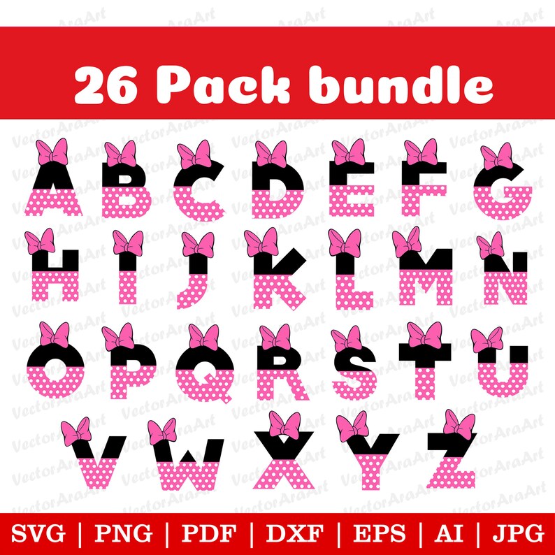 Alphabet Letters A-Z Svg Birthday Svg Letters Minnie Minnie - Etsy Canada