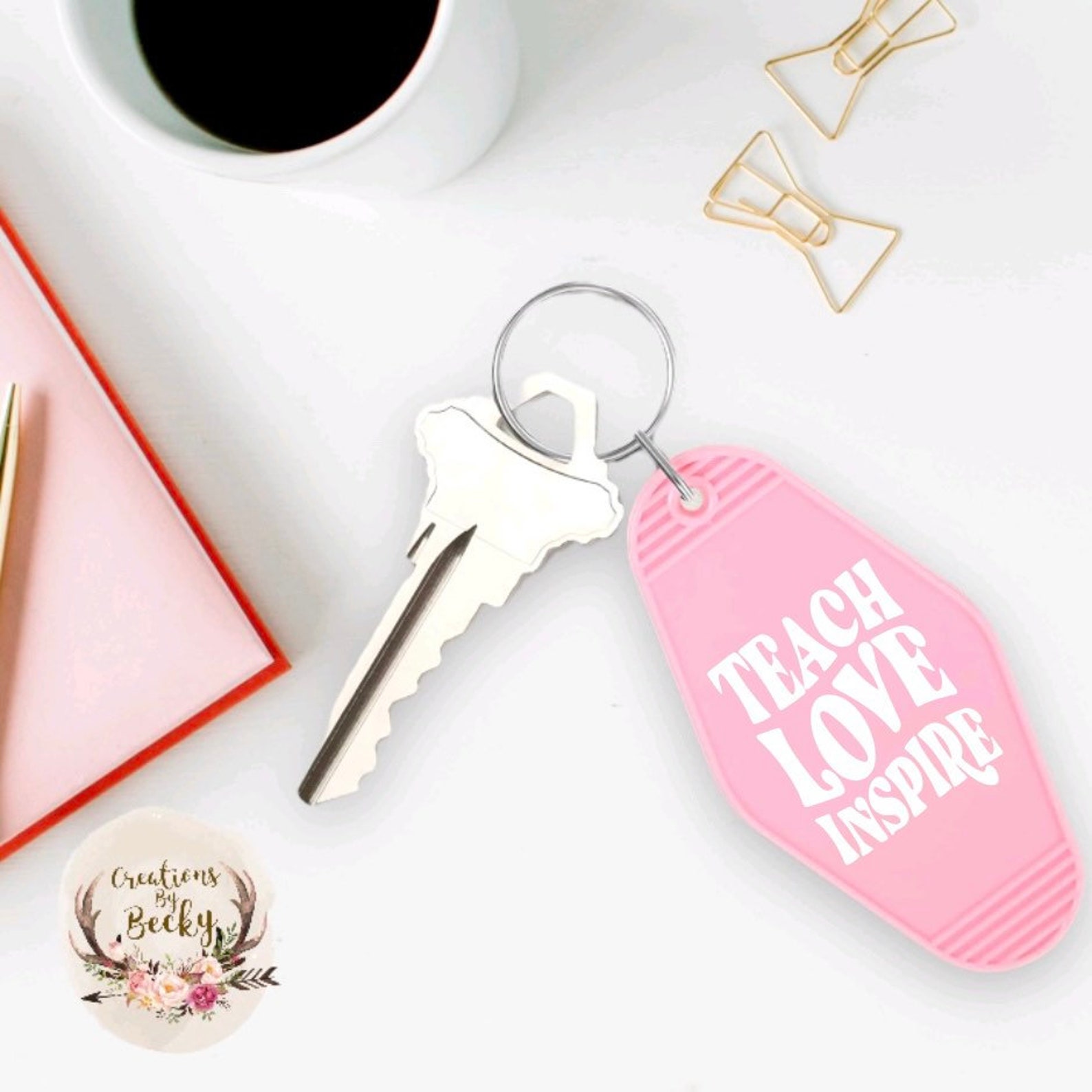 Teacher Gift Retro Motel Keychain - Etsy