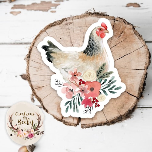 Chicken Vinyl Decal Cute Sticker Weatherproof Waterproof Water - Etsy