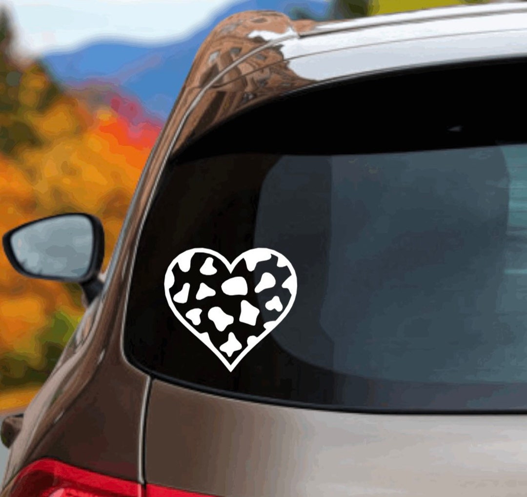 Cow Print Heart Window Decal Cow Print Car Accessories - Etsy