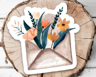Floral Envelope Sticker - Etsy