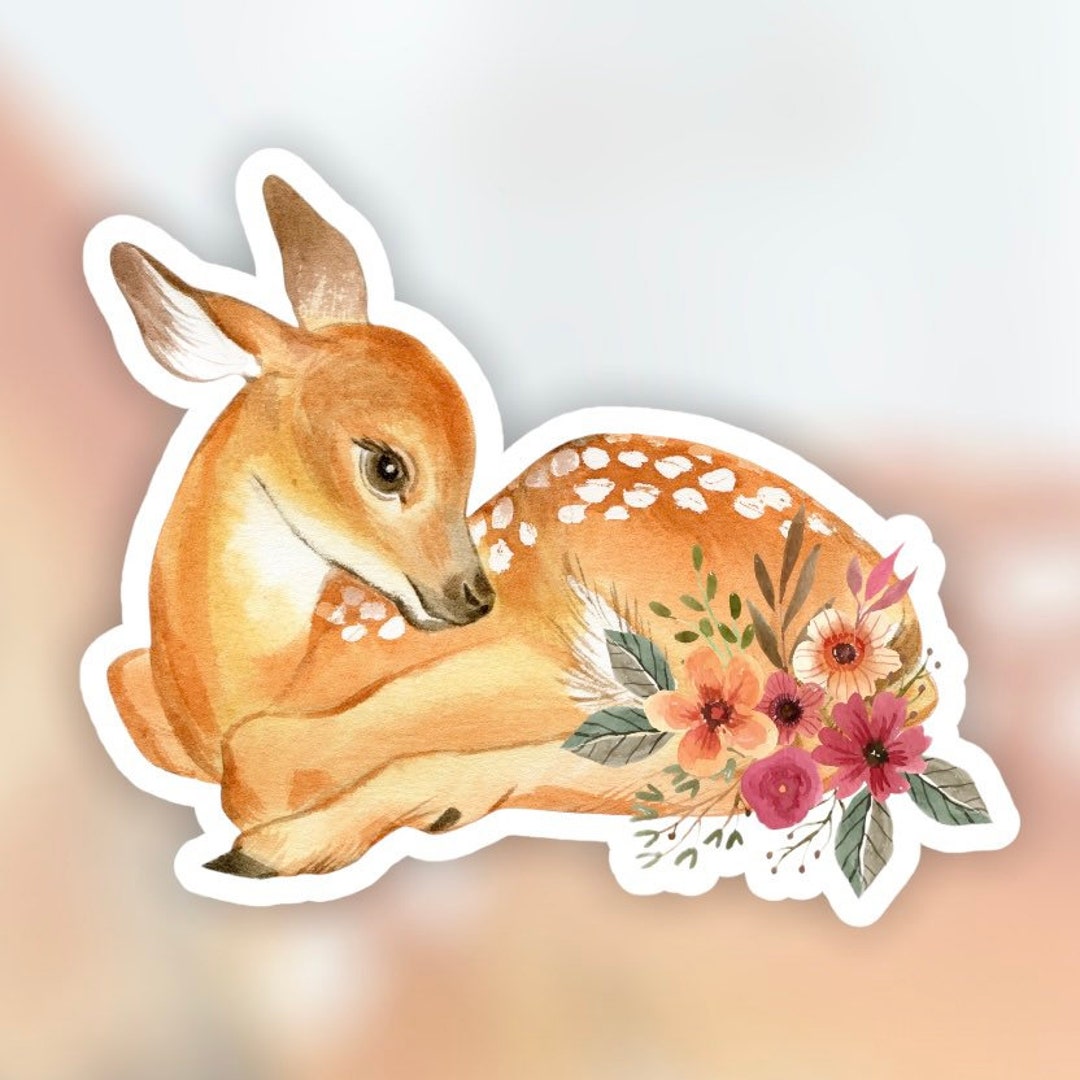 Floral Fawn Sticker - Etsy