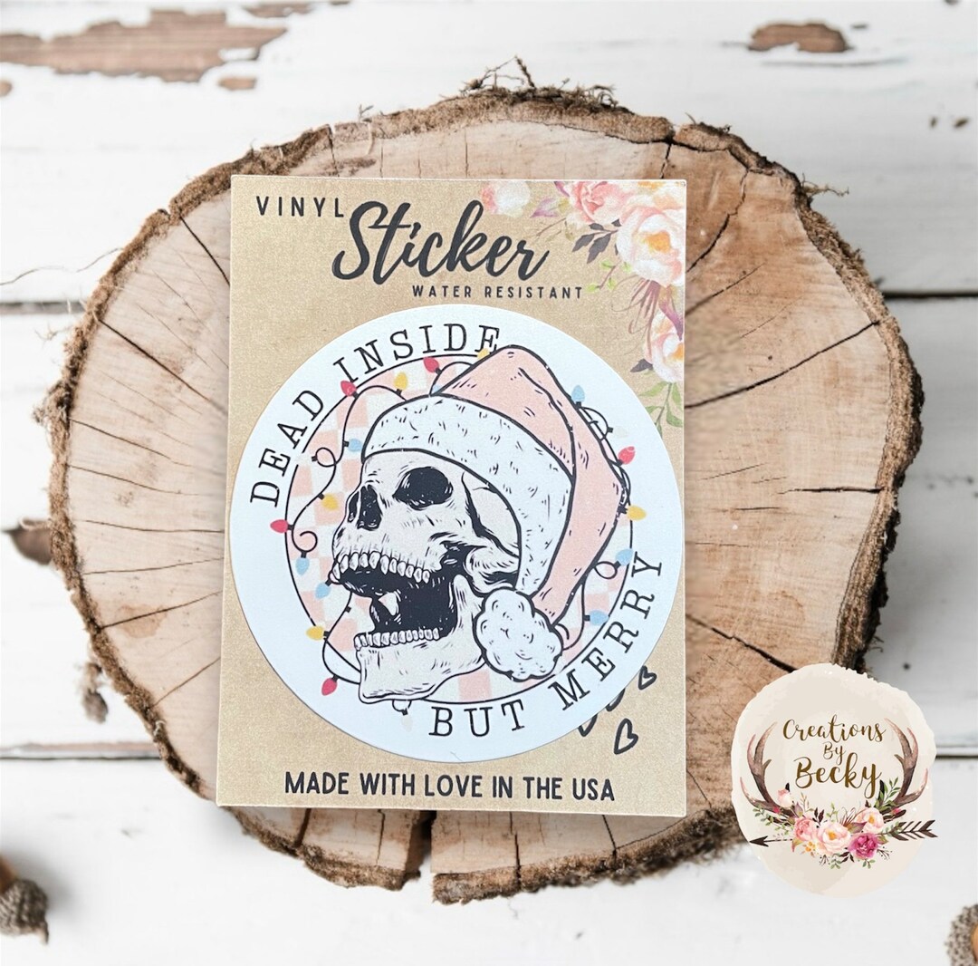 Dead Inside but Merry Pink Christmas Skull Vinyl Sticker - Etsy