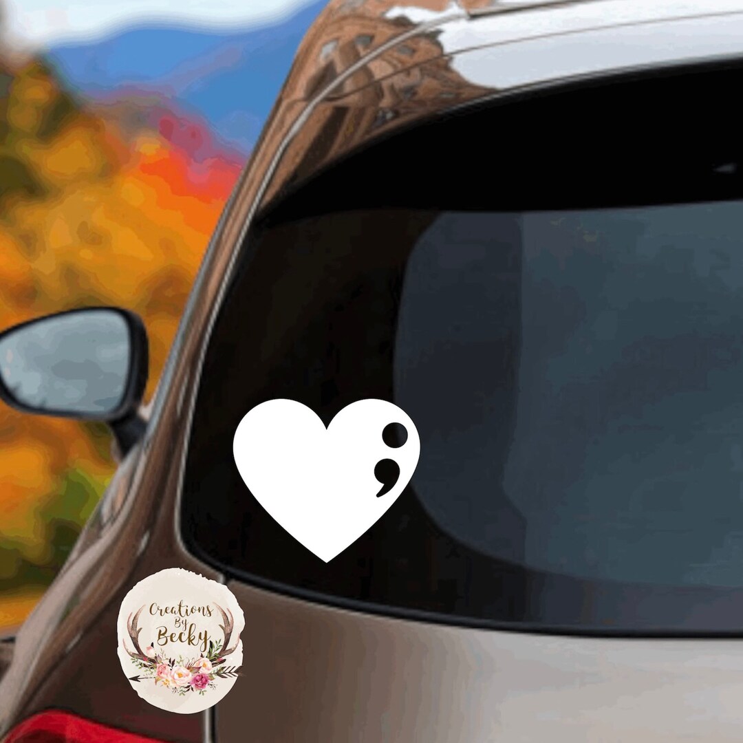 Semicolon Heart Window Decal Inspirational Car Accessories - Etsy