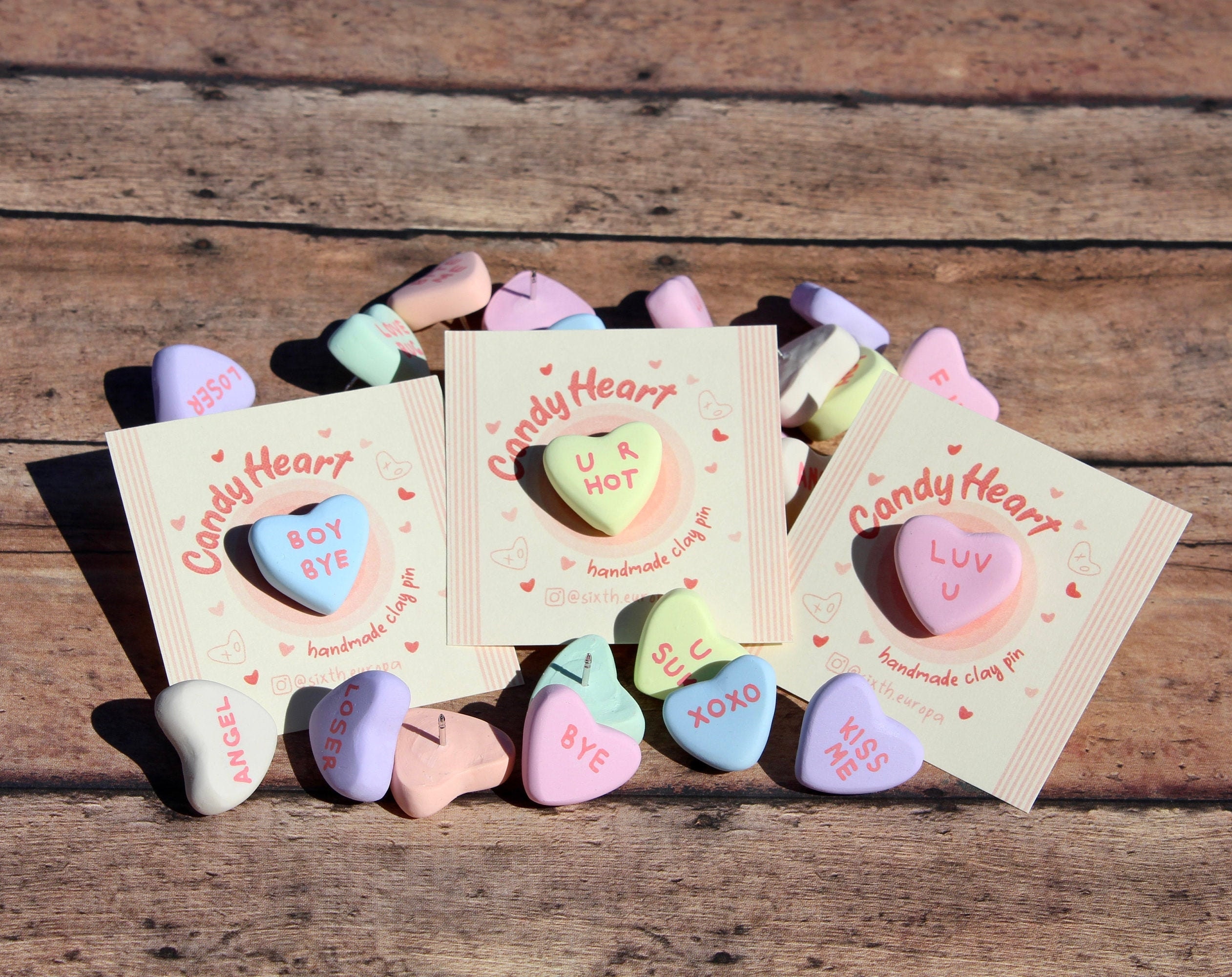 Handmade Clay Pin Candy Heart Pin | Etsy