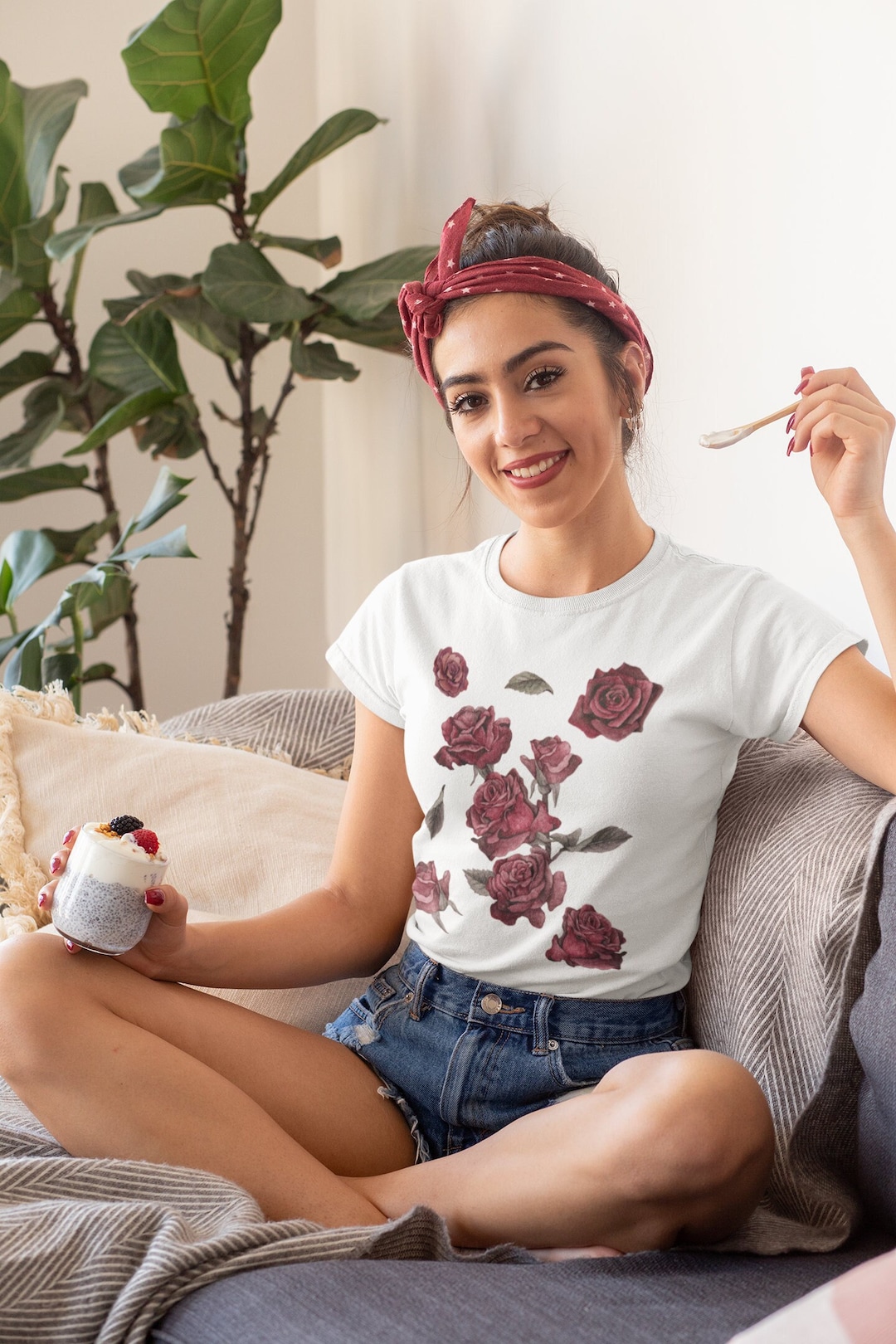 Rose T-shirt, Rose Shirt, Vintage Rose Shirt, Botanical Rose Shirt ...