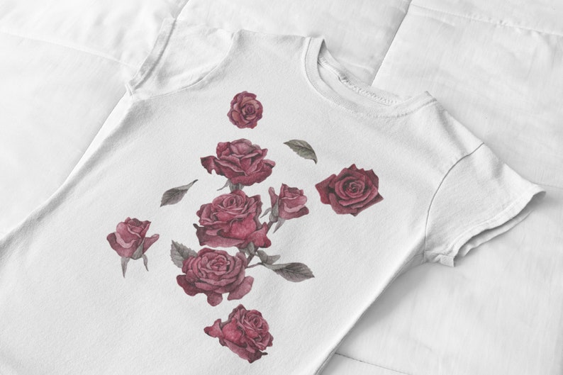 Rose T-shirt Rose Shirt Vintage Rose Shirt Botanical Rose - Etsy