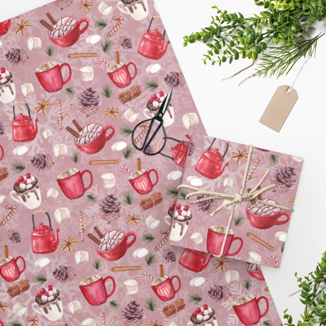 Christmas Wrapping Paper, Hot Cocoa Wrapping Paper, Hot Chocolate ...