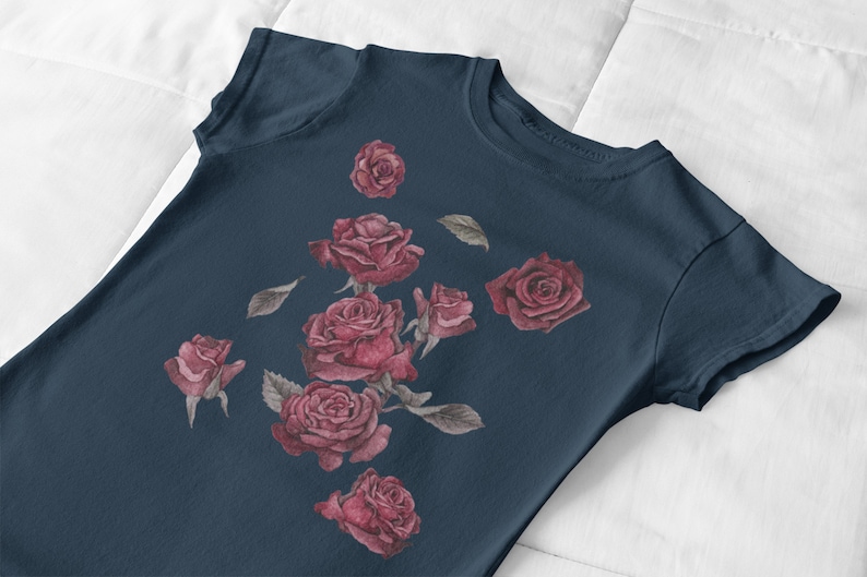 Rose T-shirt Rose Shirt Vintage Rose Shirt Botanical Rose | Etsy