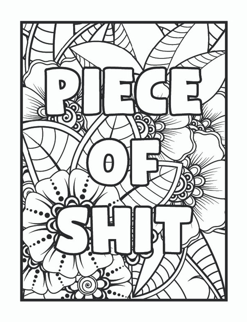 Piece of Shit - Swear Word Coloring Page for Adults | Adult Humor ...