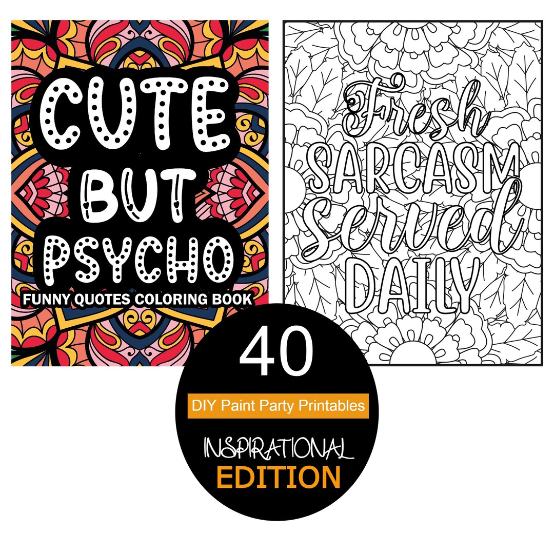 Printable DIY Paint and Sip Canvas Bundle: Cute but Psycho | Adult ...