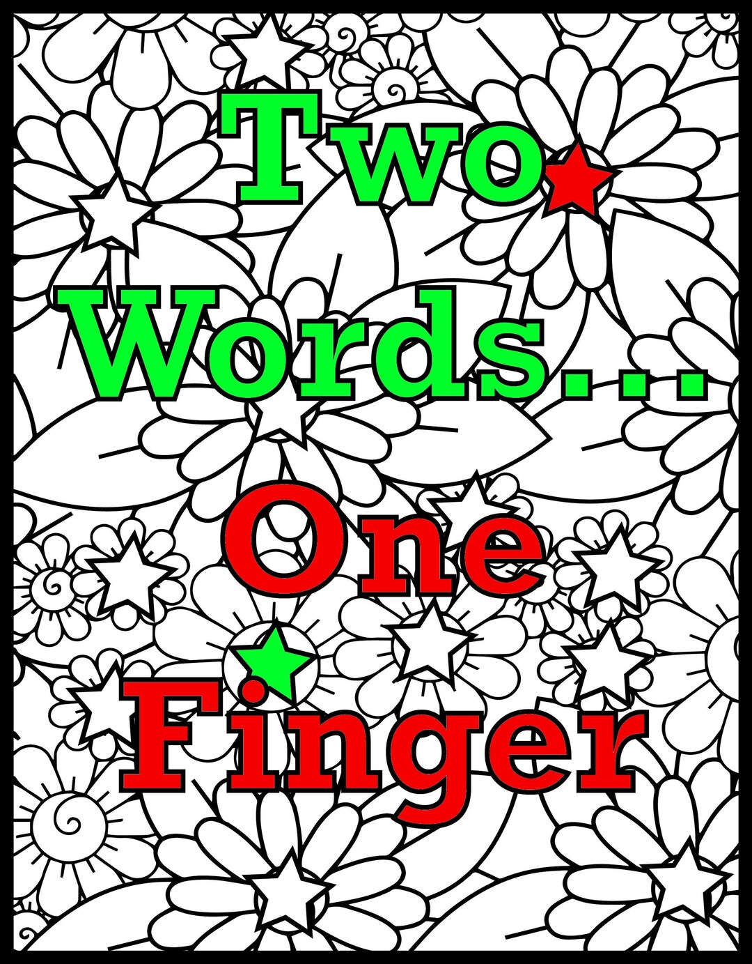 Two Words One Finger - Adult Coloring Page | Adult Humor (printable ...