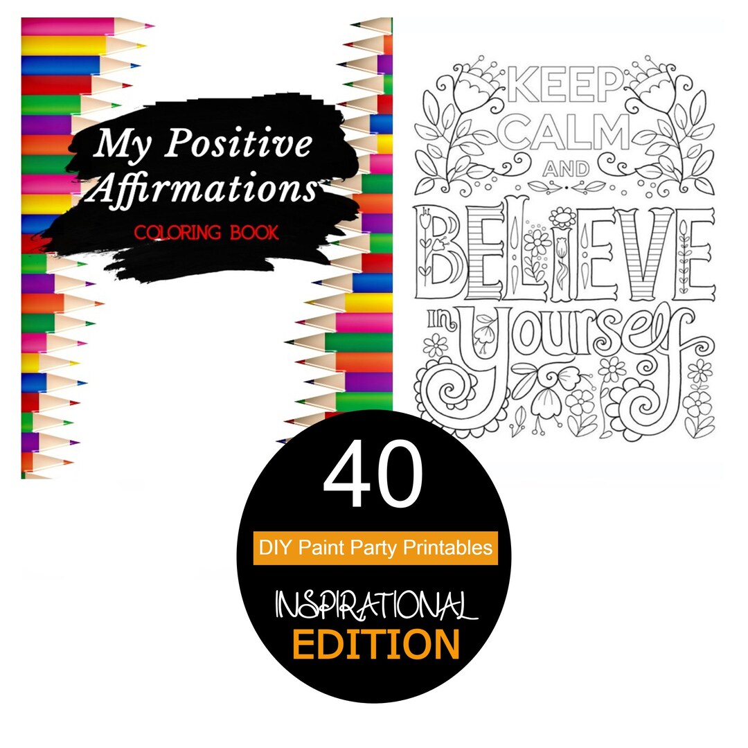 DIY Paint and Sip Positive Affirmations Kit - Downloadable Adult Paint ...