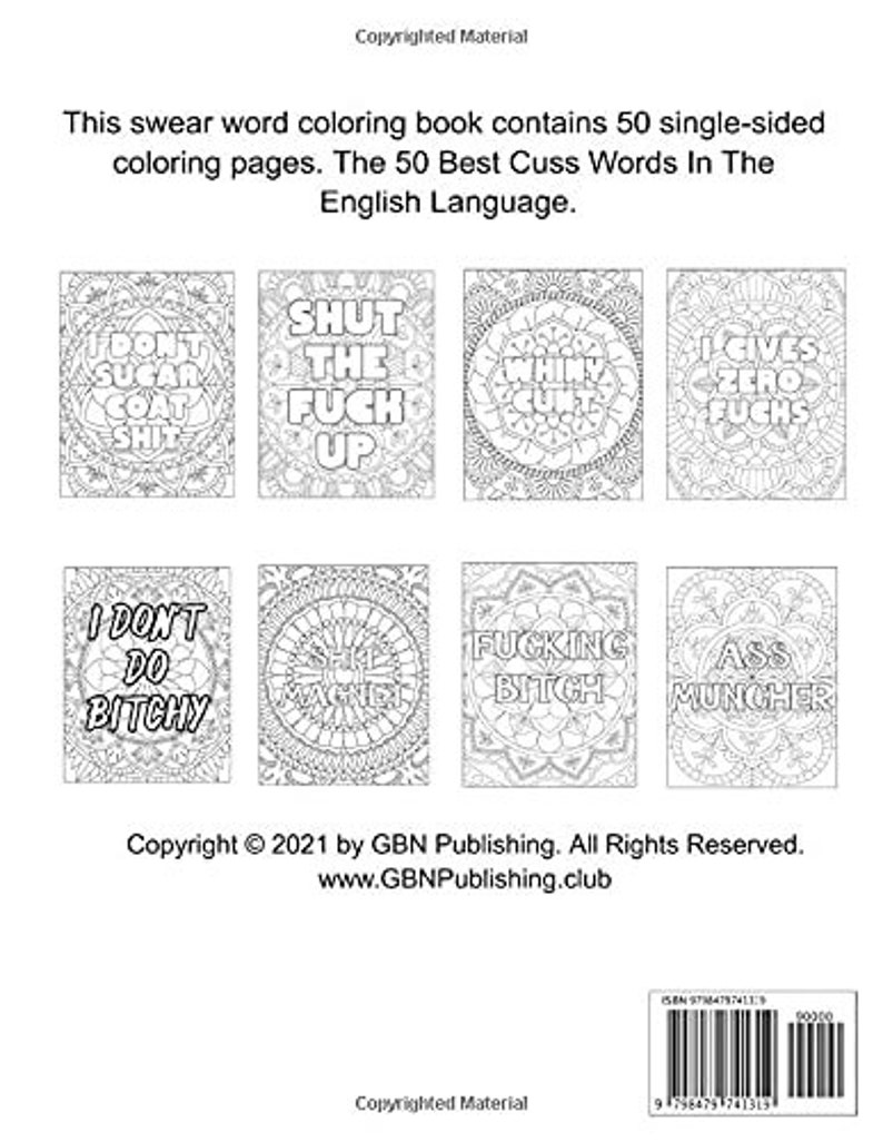 50 Dirty Swear Words Coloring Pages for Adults by GBN Publishing Club ...
