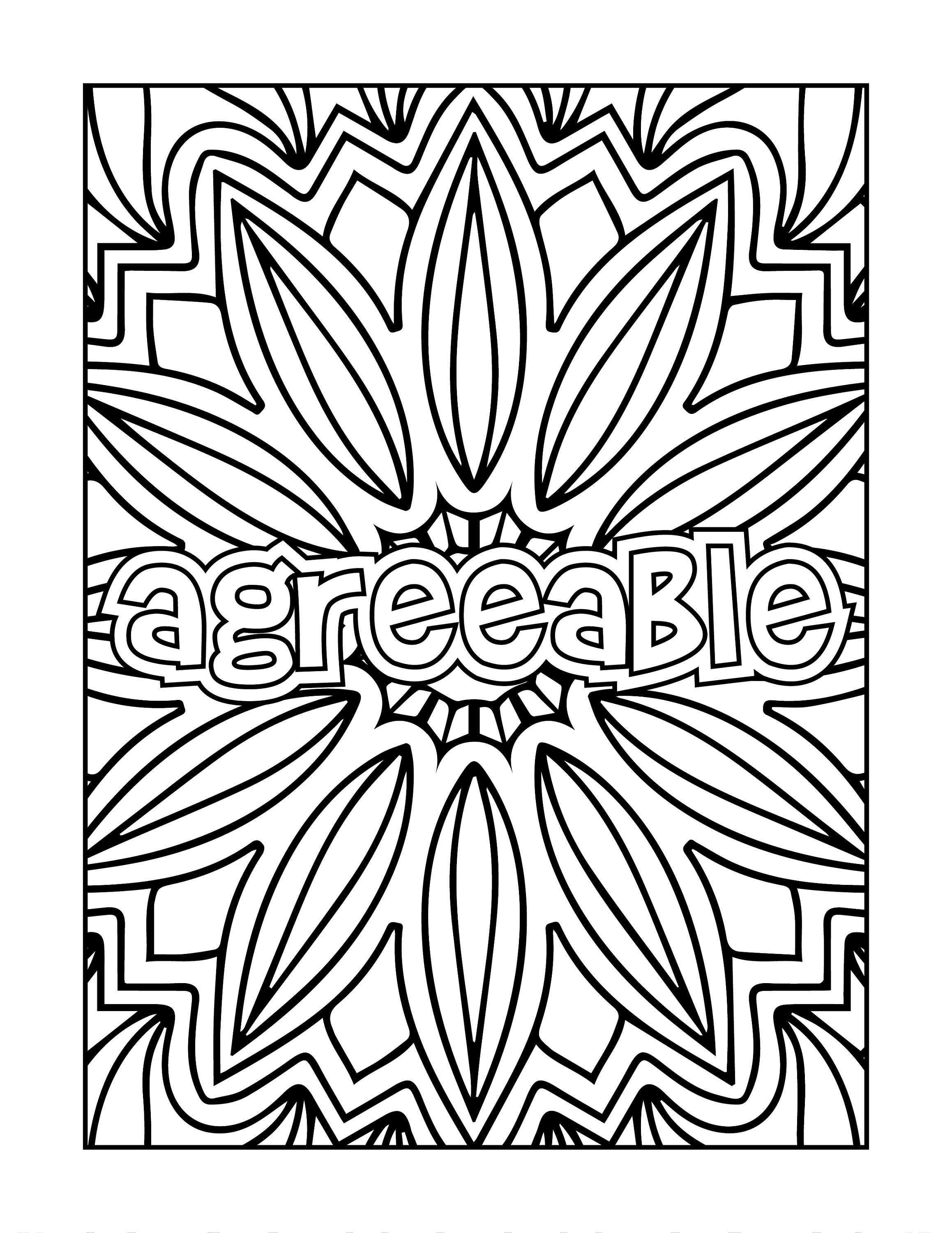 Positive Vibe Words Coloring Pages Adult Humor printable - Etsy