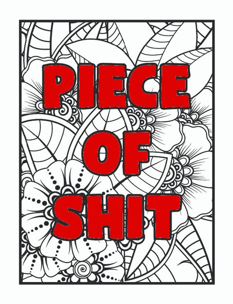 Piece of Shit Swear Word Coloring Page for Adultsprintable - Etsy