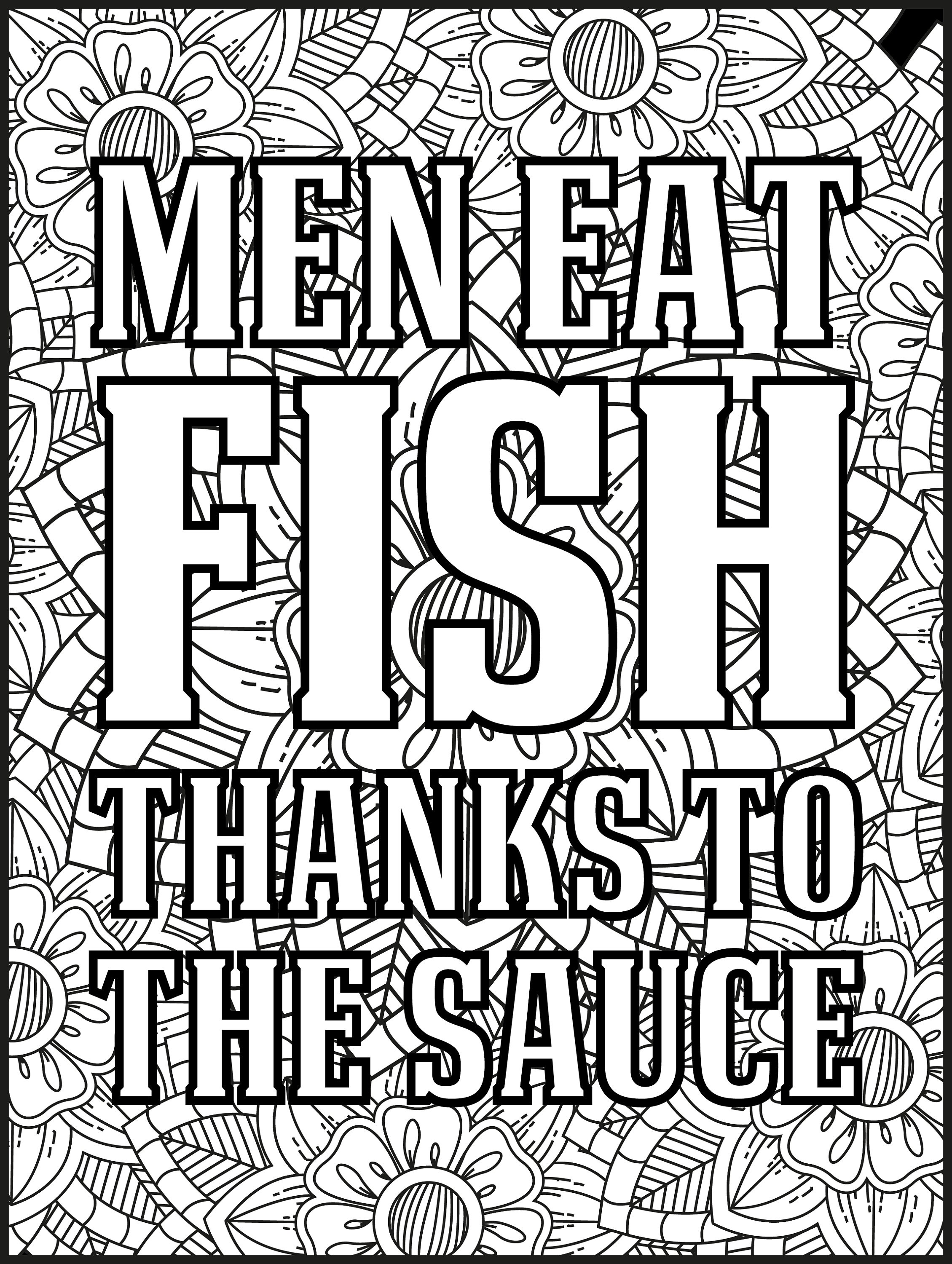 Coloring Pages: Men Eat Fish by GBN Publishing Club. Adult - Etsy