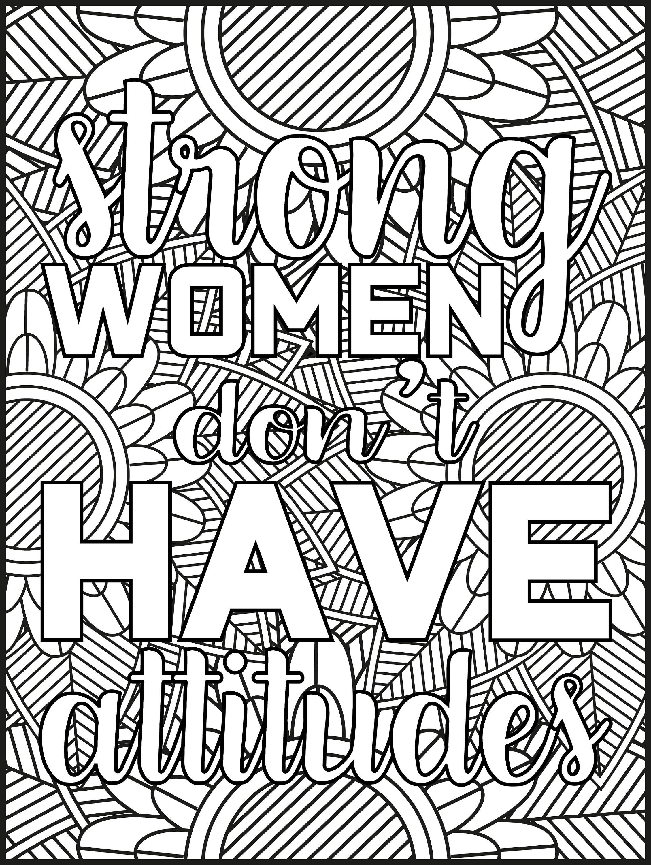 The Women of Strength Coloring Book | Adult Humor (printable, PDF ...