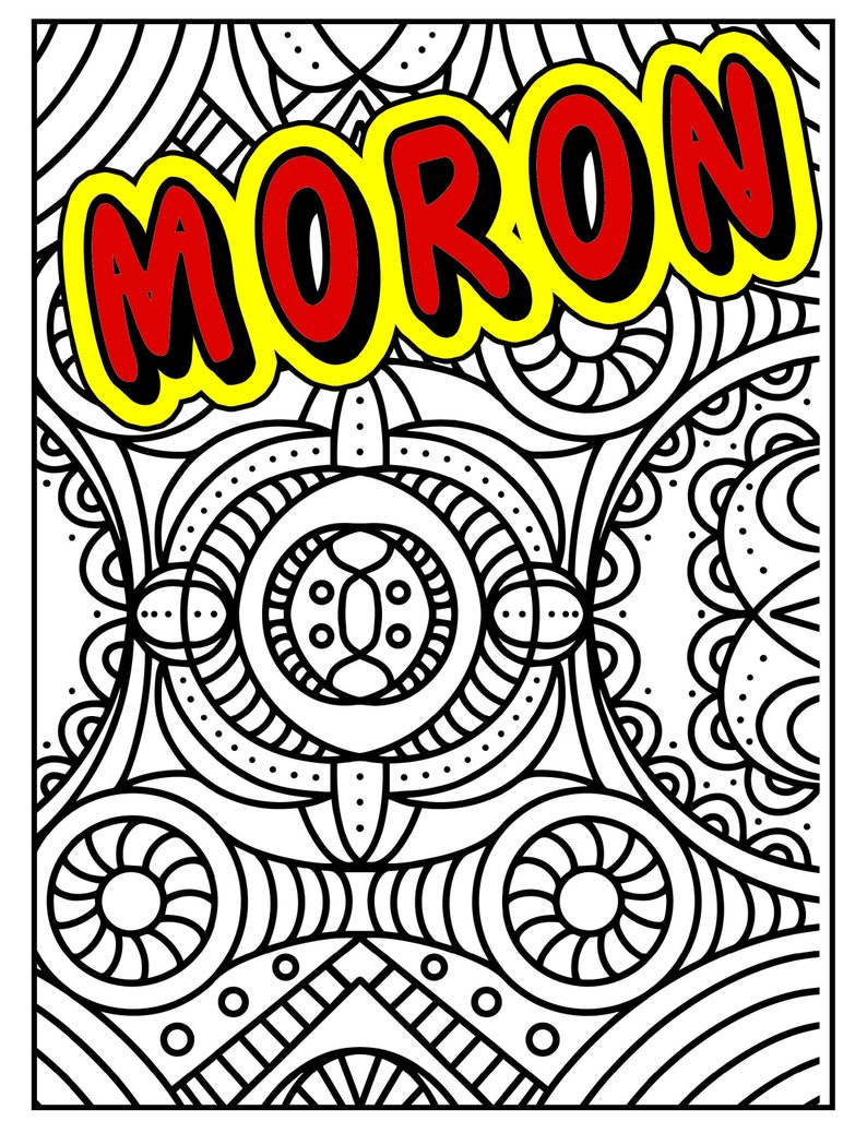 Moron - Swear Word Coloring Page for Adults | Adult Humor (printable ...