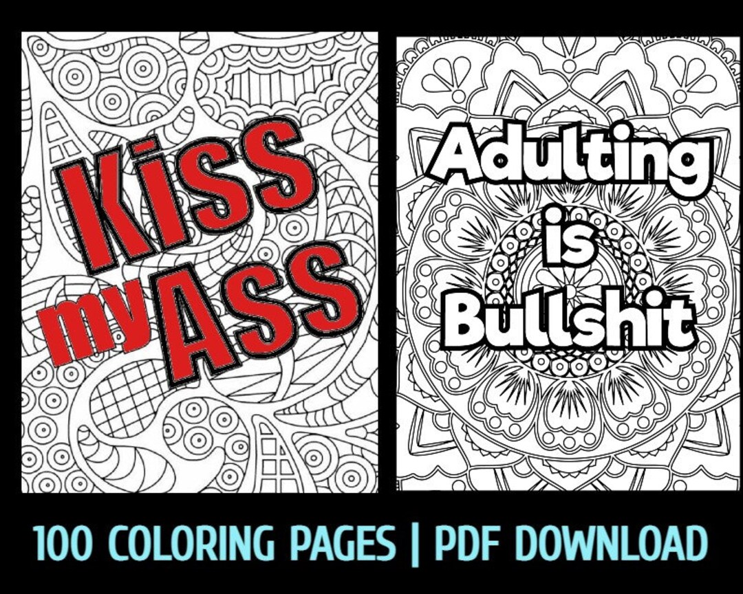 100 Adult Coloring Pages Instant Download | Adult Humor (printable, PDF ...