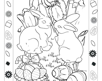 Easter Bunny Coloring Pages 25 Printable Cute and Adorable - Etsy