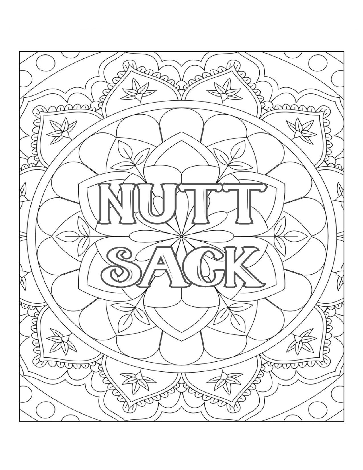 Nutt Sack - Adult Coloring Page | Adult Humor (printable, PDF Download ...
