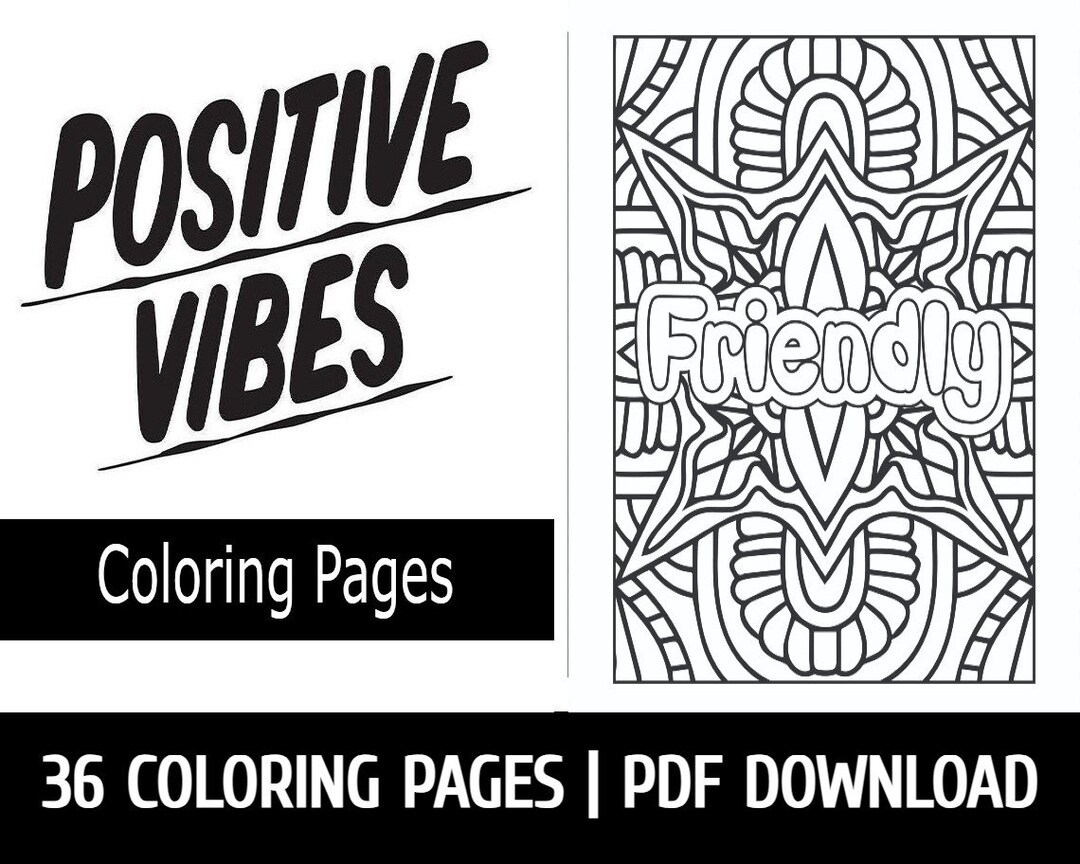 Positive Vibe Words Coloring Pages | Adult Humor | Wine and Coloring ...
