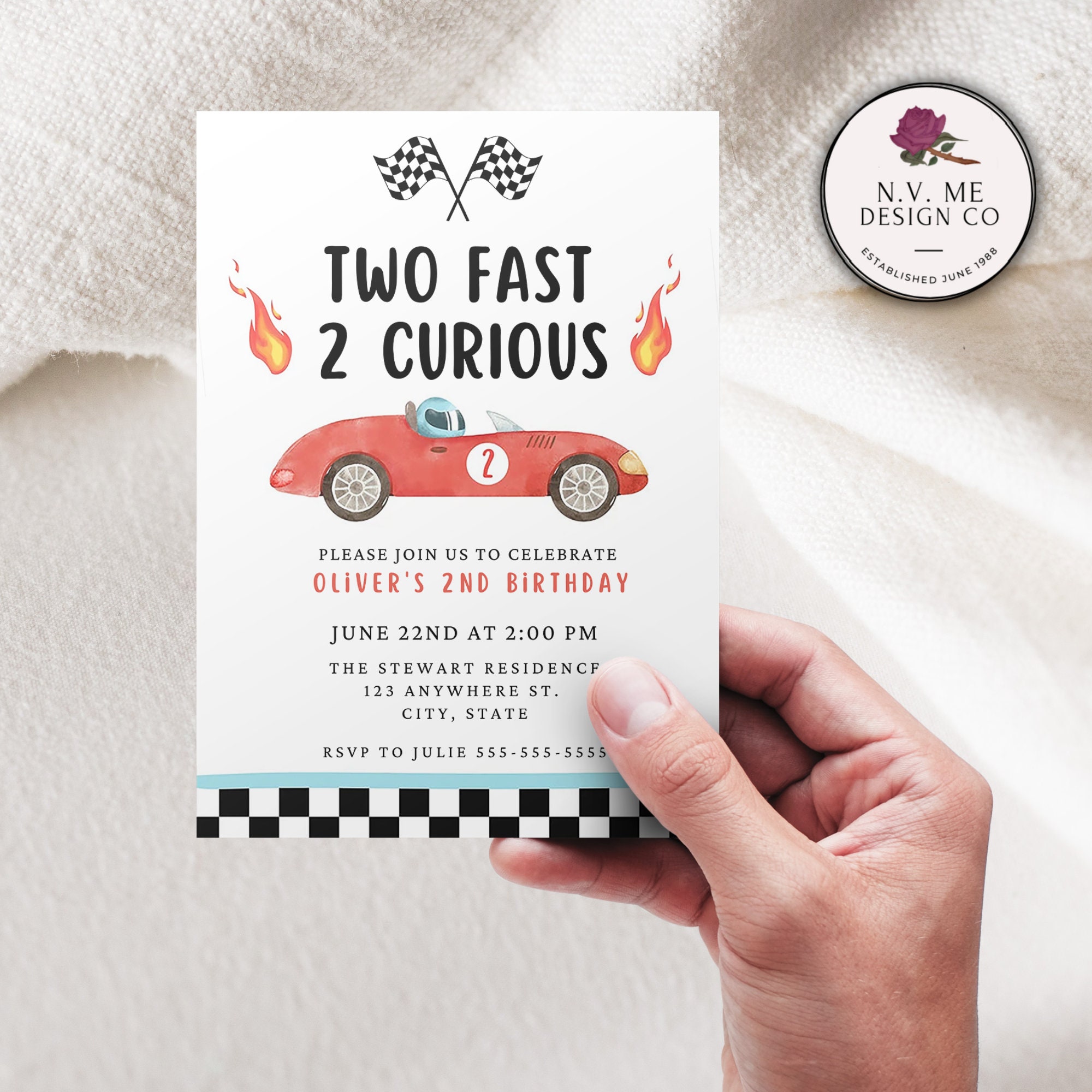 EDITABLE Two Fast Two Curious Race Car Birthday Party - Etsy