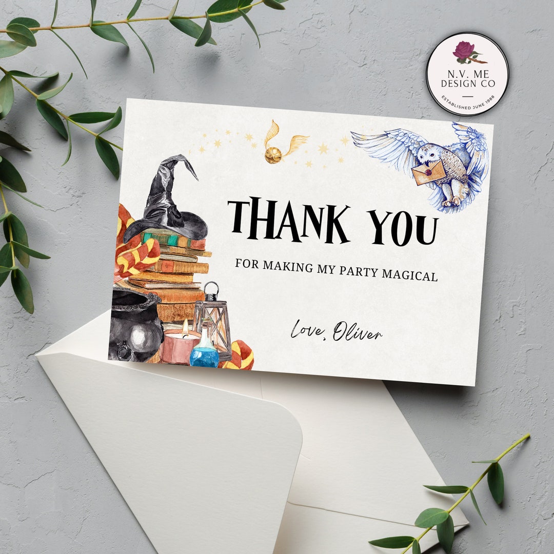 EDITABLE Wizard Birthday Thank You Card Calling All Witches & - Etsy UK