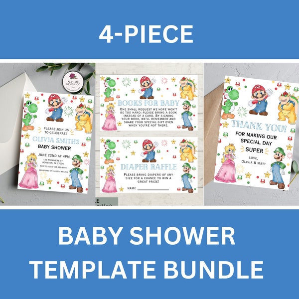 Mario Bros Baby Shower Invitation - Etsy
