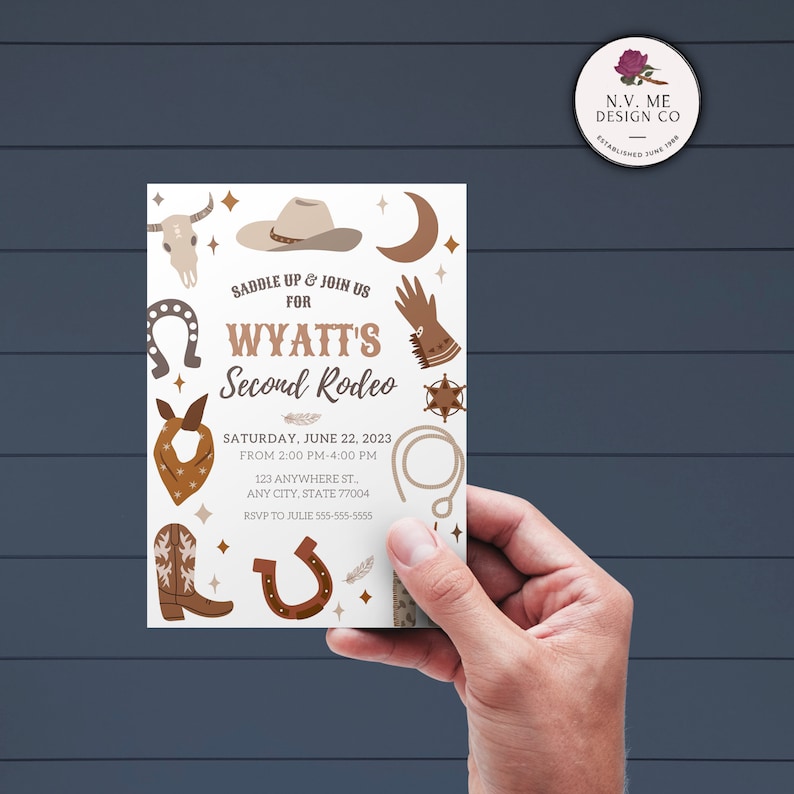 EDITABLE Cowboy Second Rodeo 2nd Birthday Cowboy Party - Etsy