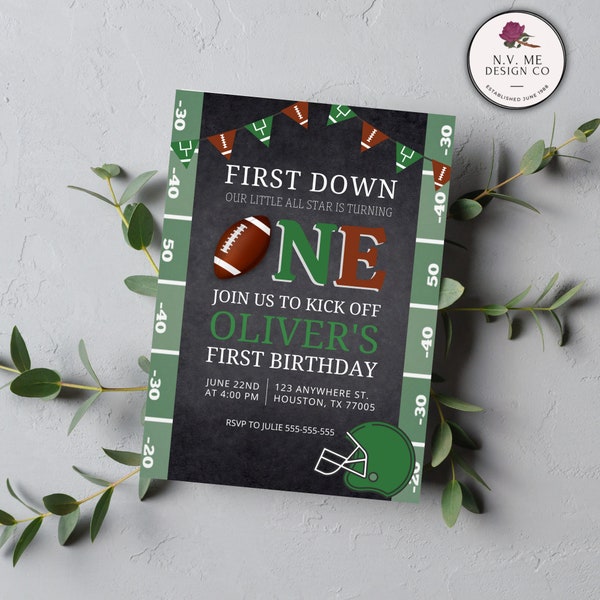 First Year Down Football Birthday - Etsy