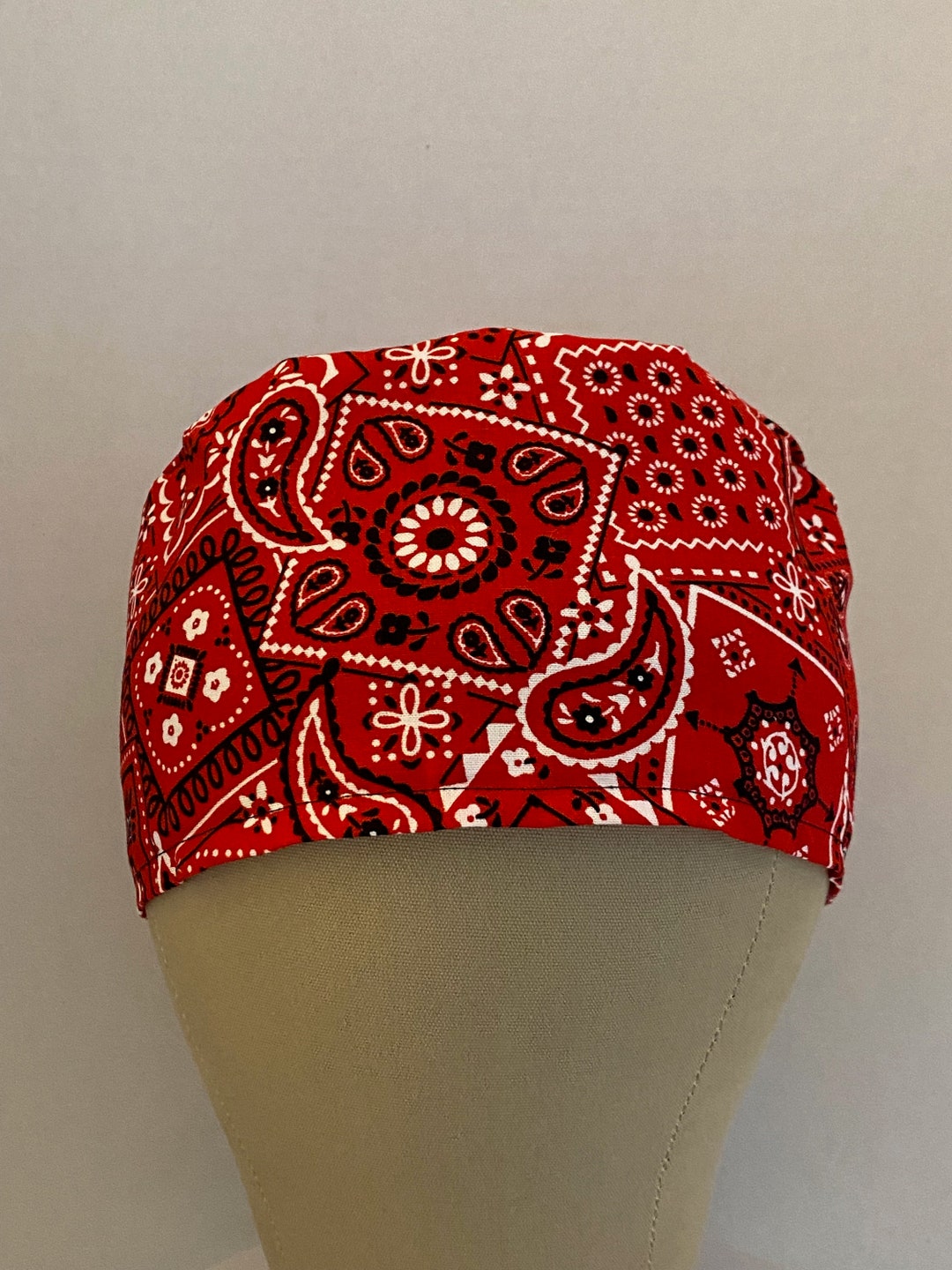 SCRUB Cap:red Paisley Scrub Cap, Red Paisley Scrub Hat, Cotton Scrub ...