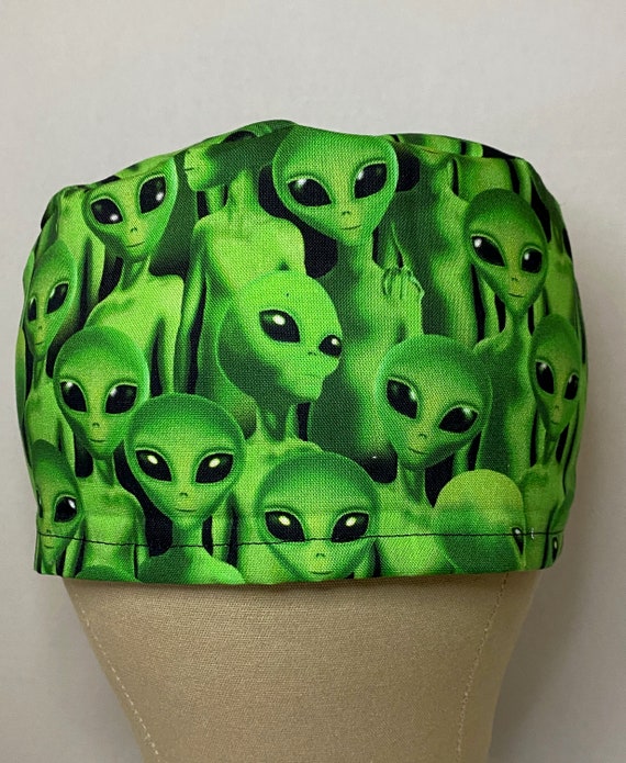 SCRUB CAP: Green Alien Scrub Cap Alien Scrub Cap Fun Scrub | Etsy