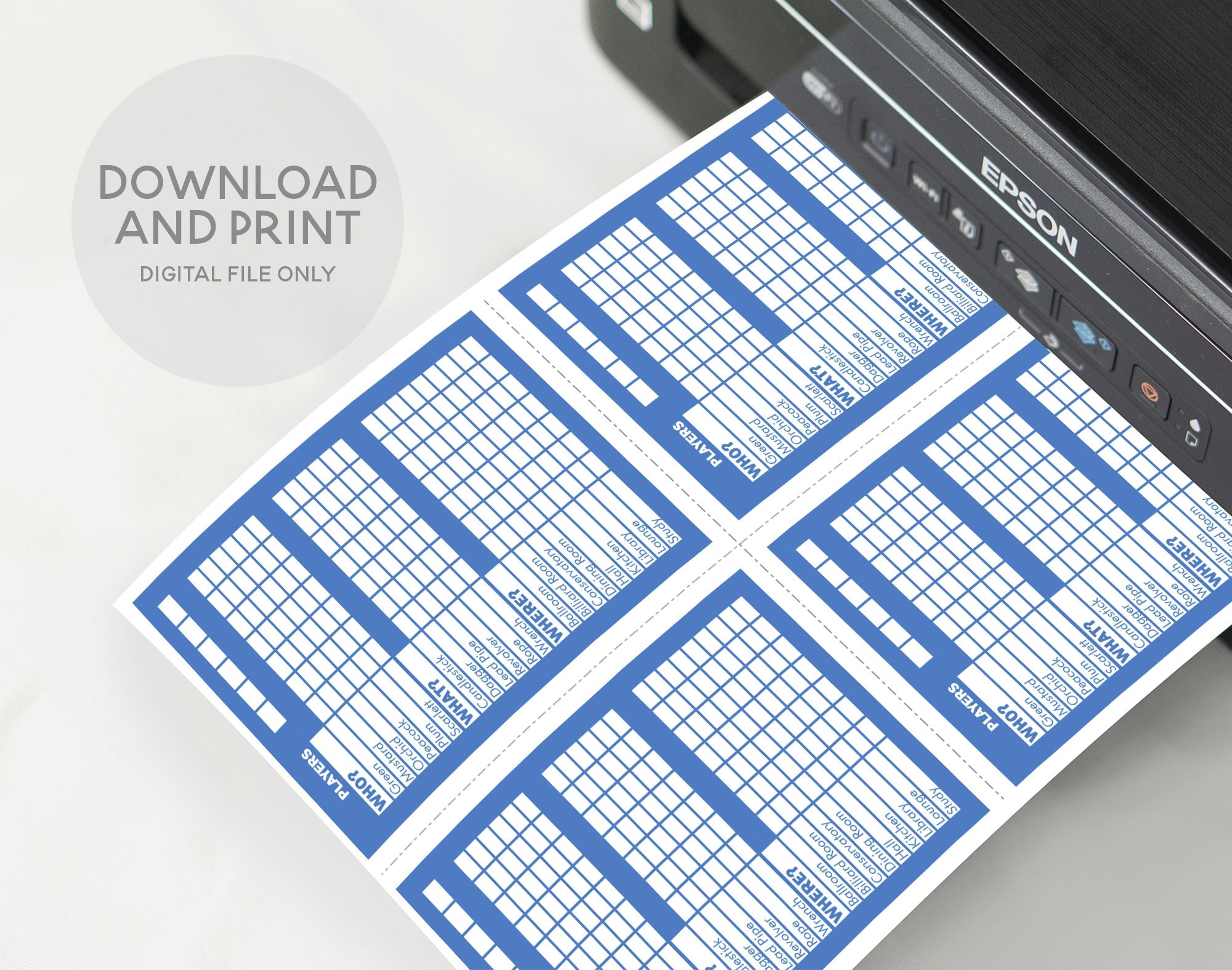 CLUEDO Replacement Score Sheets, CLUE Detective Score Cards, Refill ...