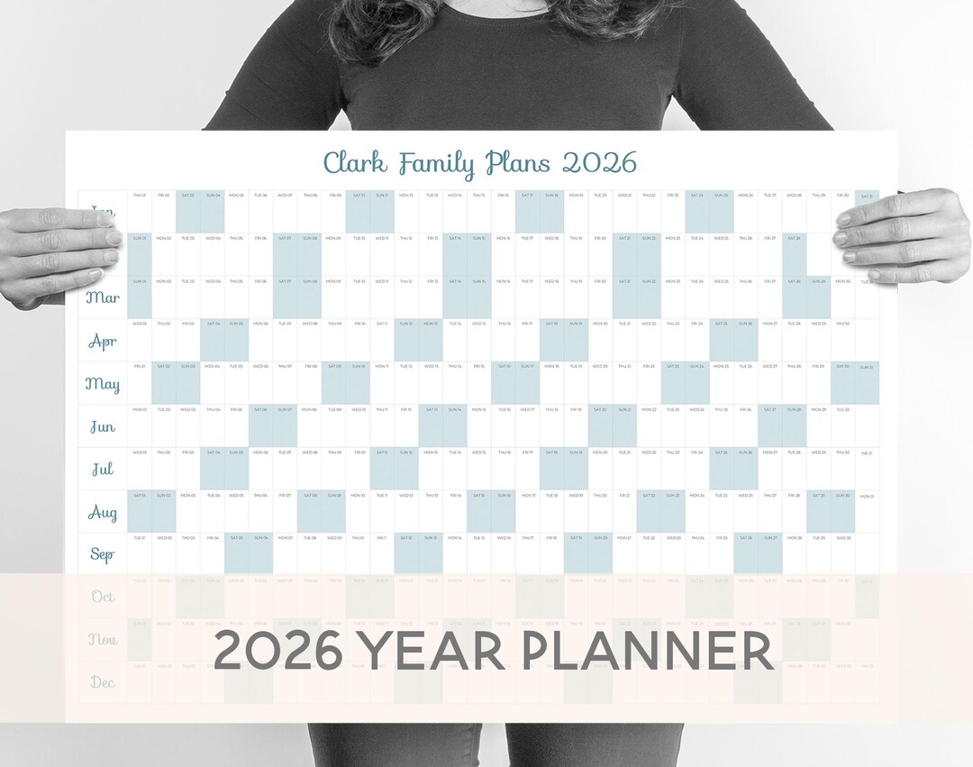 2026 Year Planner | Personalised Wall Planner | Sizes A2 A1 A0 ...