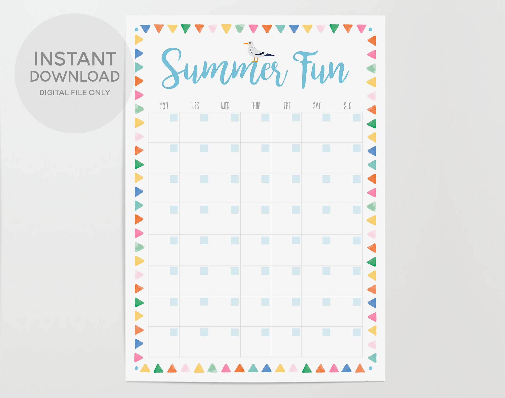 Summer Holiday Wall Planner Printable Summer Calendar Summer - Etsy UK