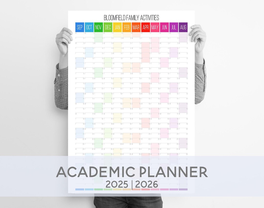 Personalised Academic Year Wall Planner 2025-2026 | Vertical Layout ...