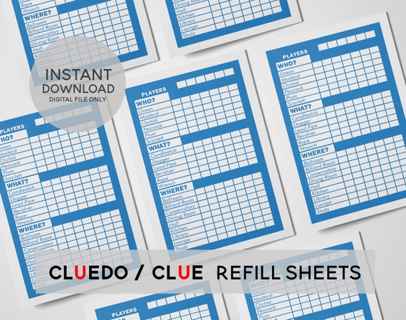 Cluedo Cards Printable