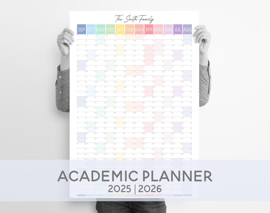 Academic Year Wall Planner 2025-2026 | A2 A1 A0 Vertical | Pastel ...