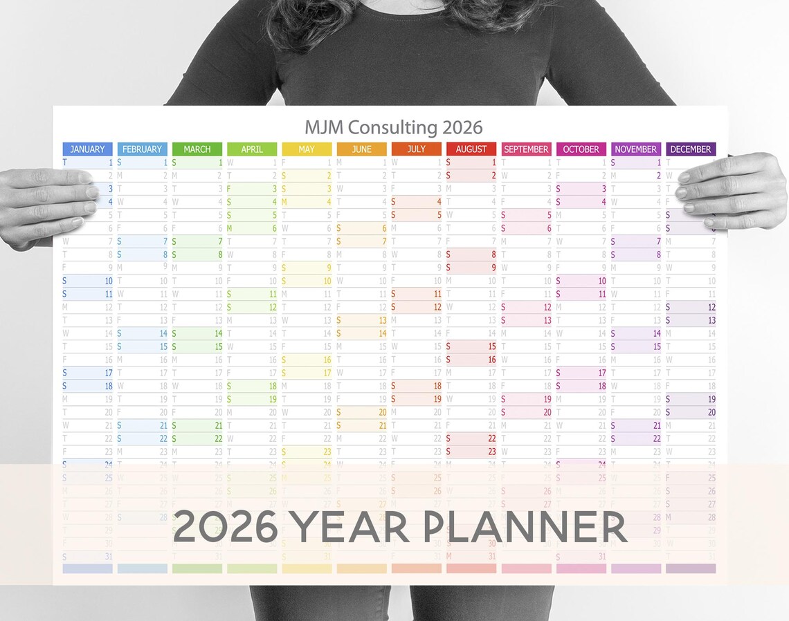 2026 Wall Year Planner | Horizontal Calendar in Sizes A2 A1 A0 ...