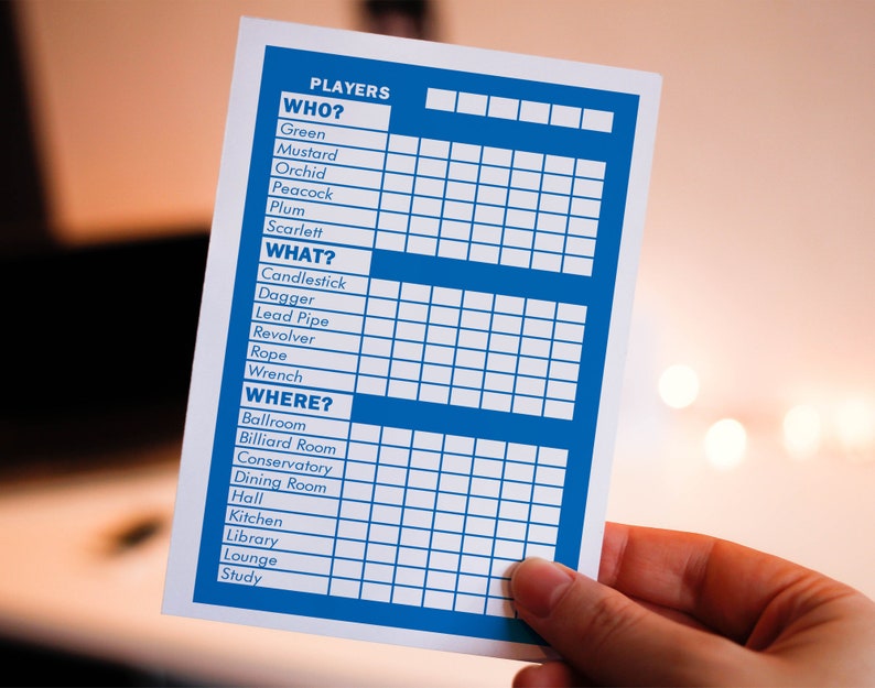 CLUEDO Replacement Score Sheets, CLUE Detective Score Cards, Refill ...