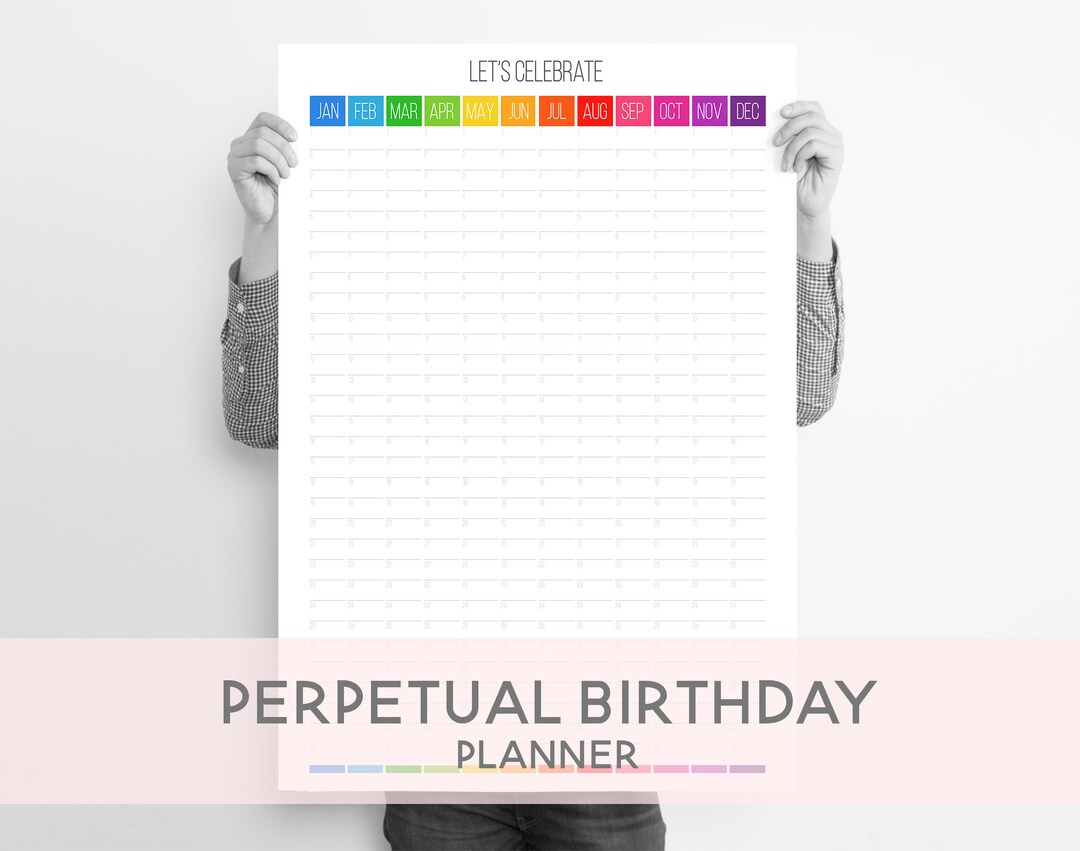 Personalised Birthday Calendar, Perpetual Calendar, Birthdays and ...