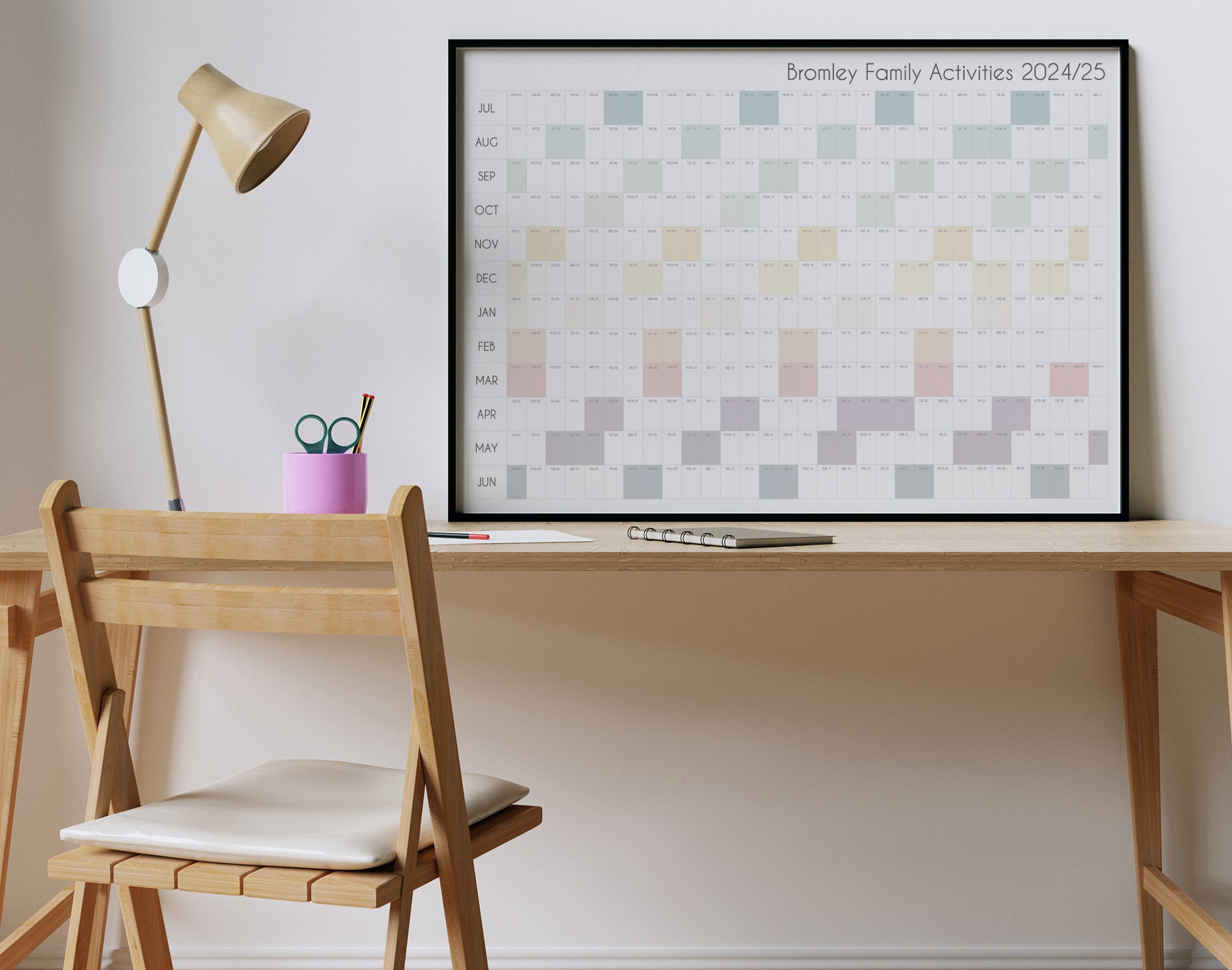 Mid Year Wall Planner, July 2024 June 2025, Personalised Year to View ...