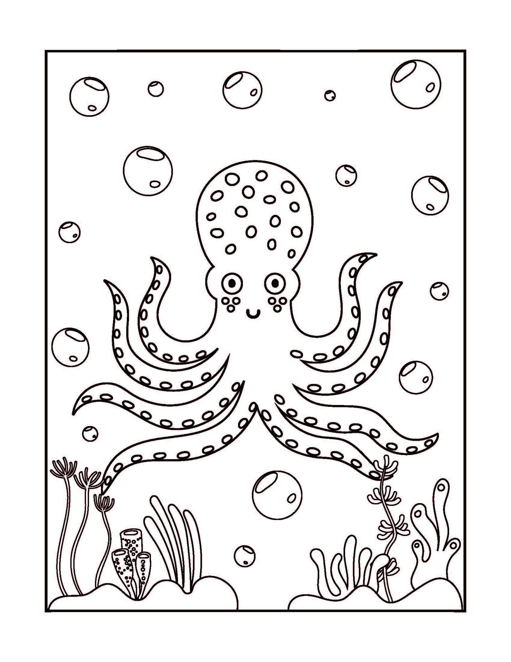 Sea Life Cartoon Kids Coloring Book - Etsy UK
