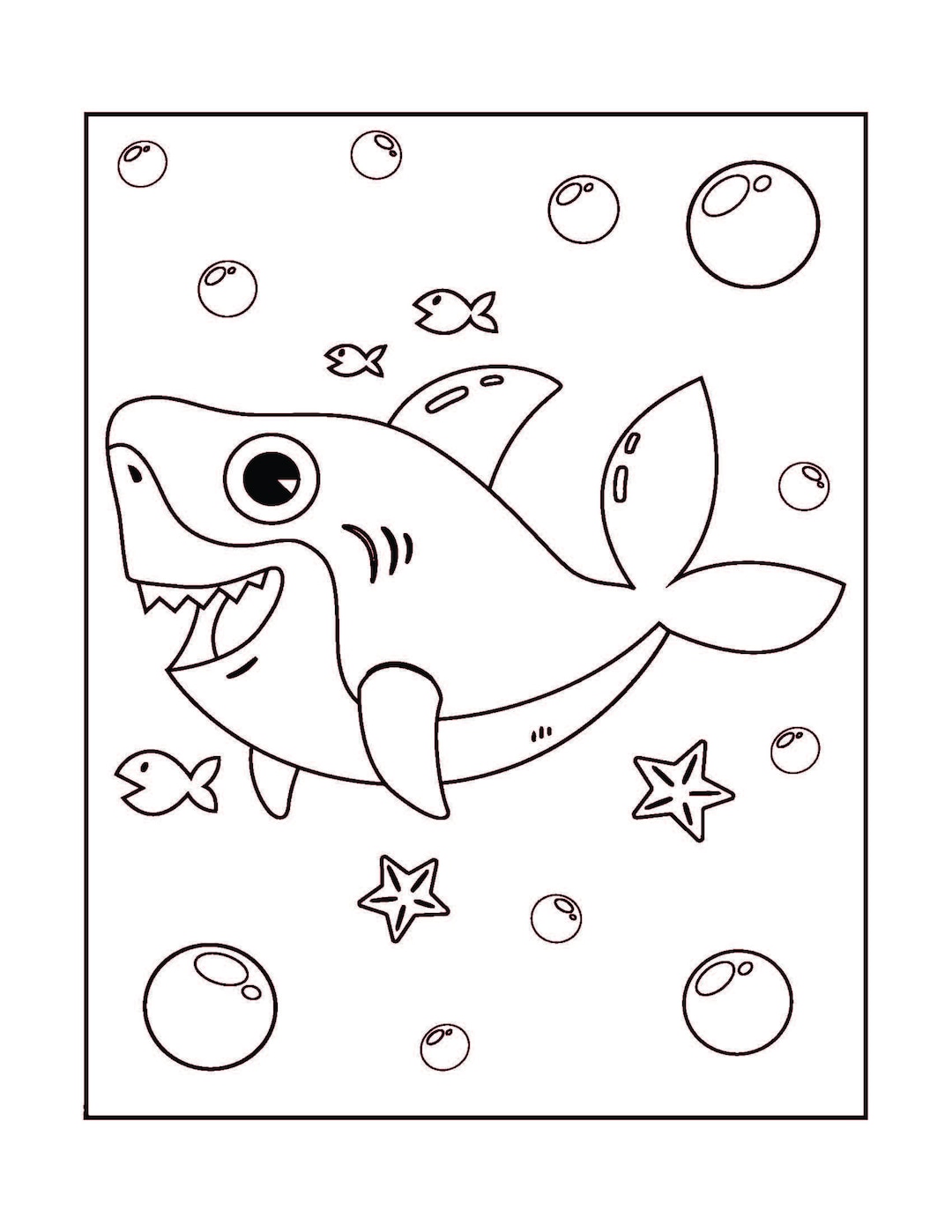 Sea Life Cartoon Kids Coloring Book - Etsy
