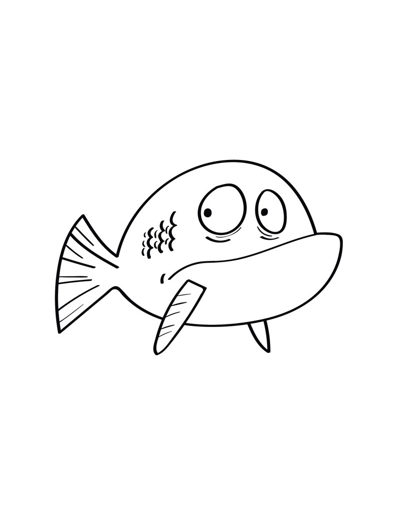 Cute Cartoon Fish Coloring Pages for Kids - Etsy