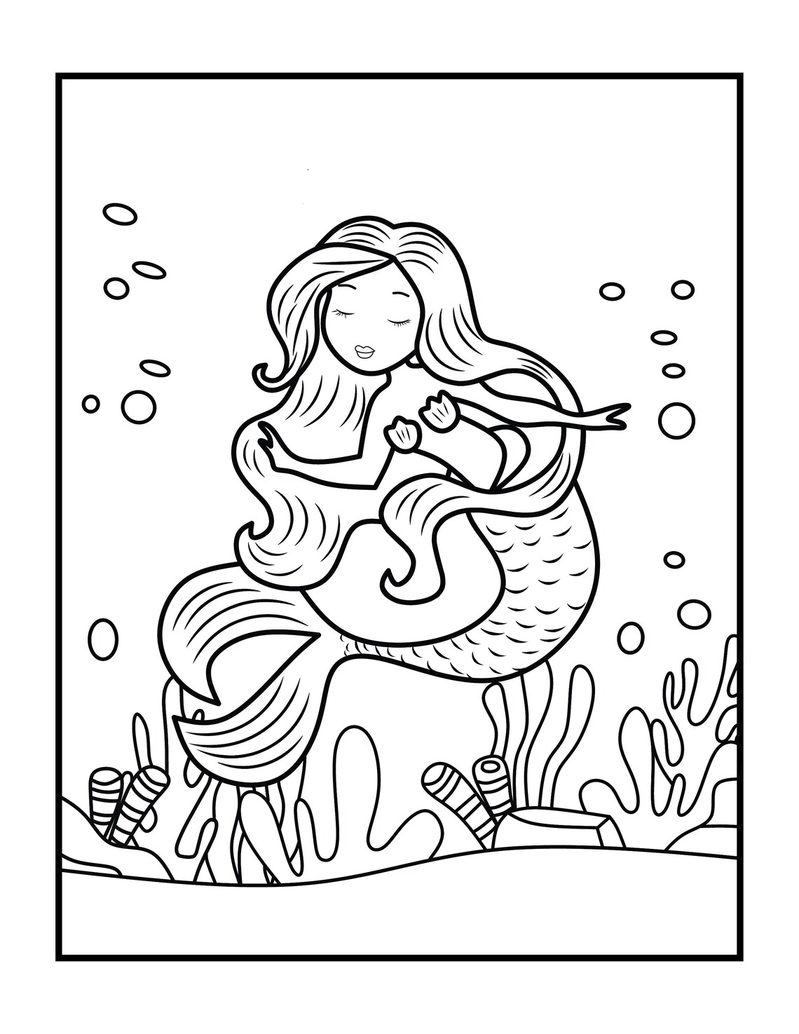 Mermaids Coloring Pages for Kids (Download Now) - Etsy