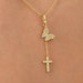 14K Gold Butterfly Cross Necklace, Crucifix Y Necklace, Butterfly ...